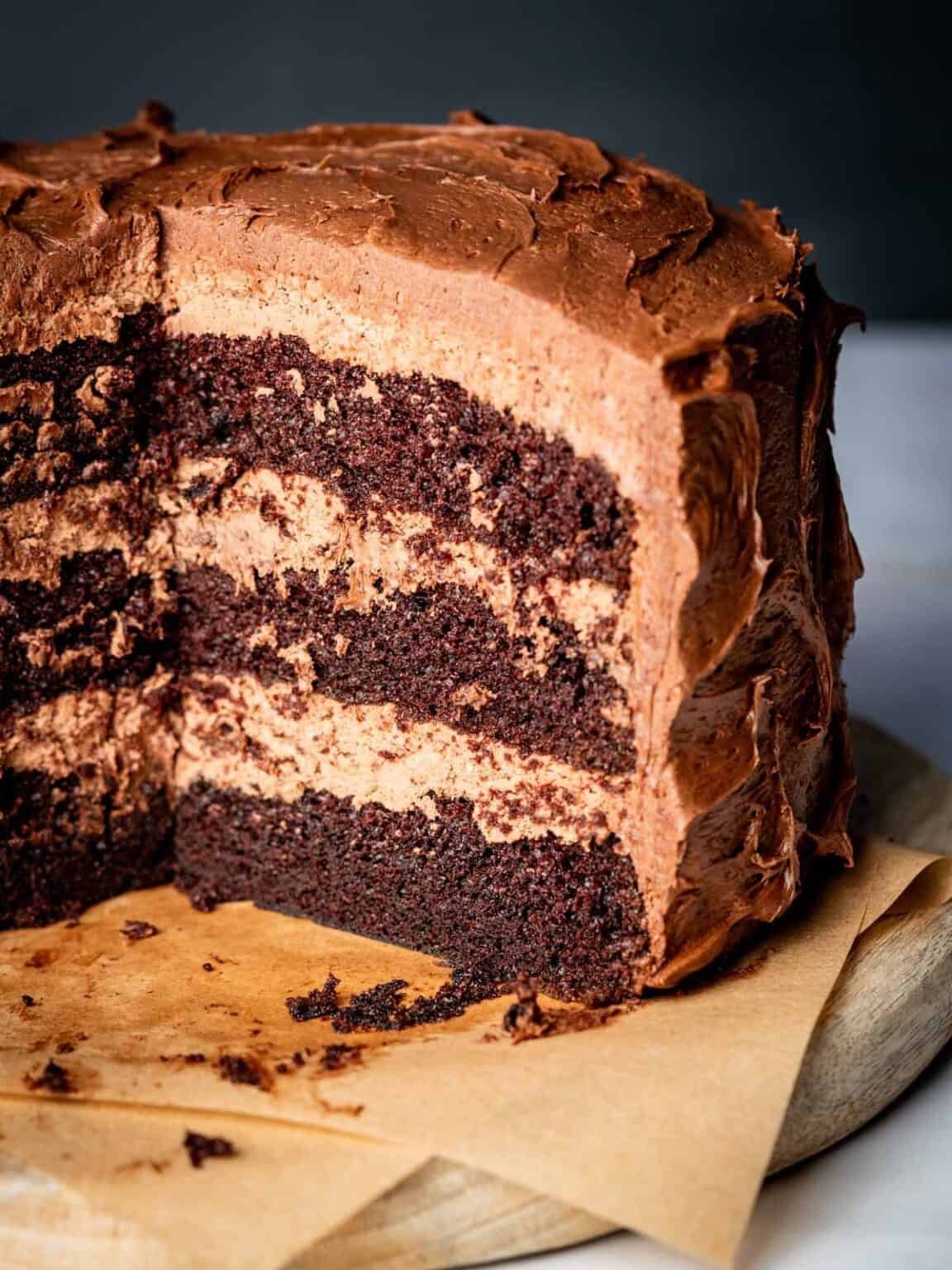 Chocolate Cake with Mousse Filling-Stir Taste Smile