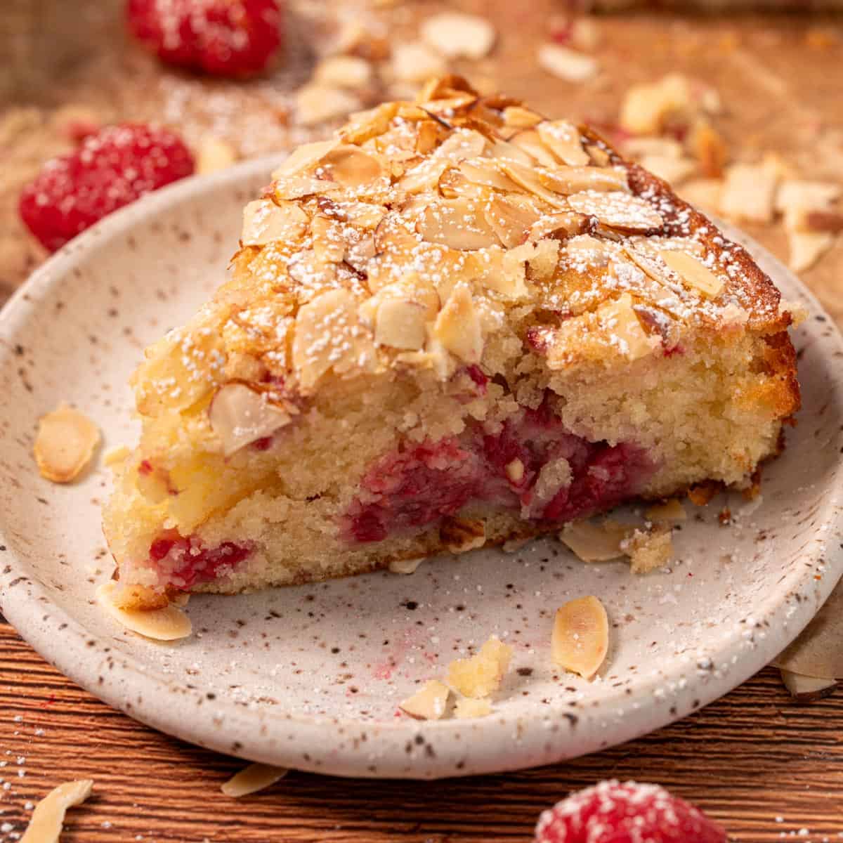 Raspberry Almond Cake (no almond flour needed)
